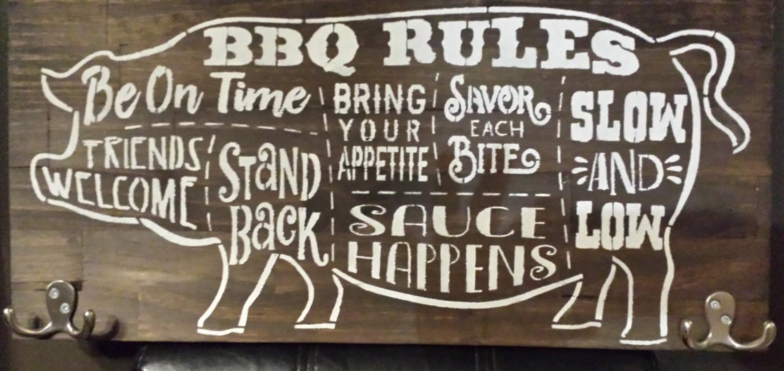 BBQ RULES Sign/bbq Tool Hanger/backyard - Etsy