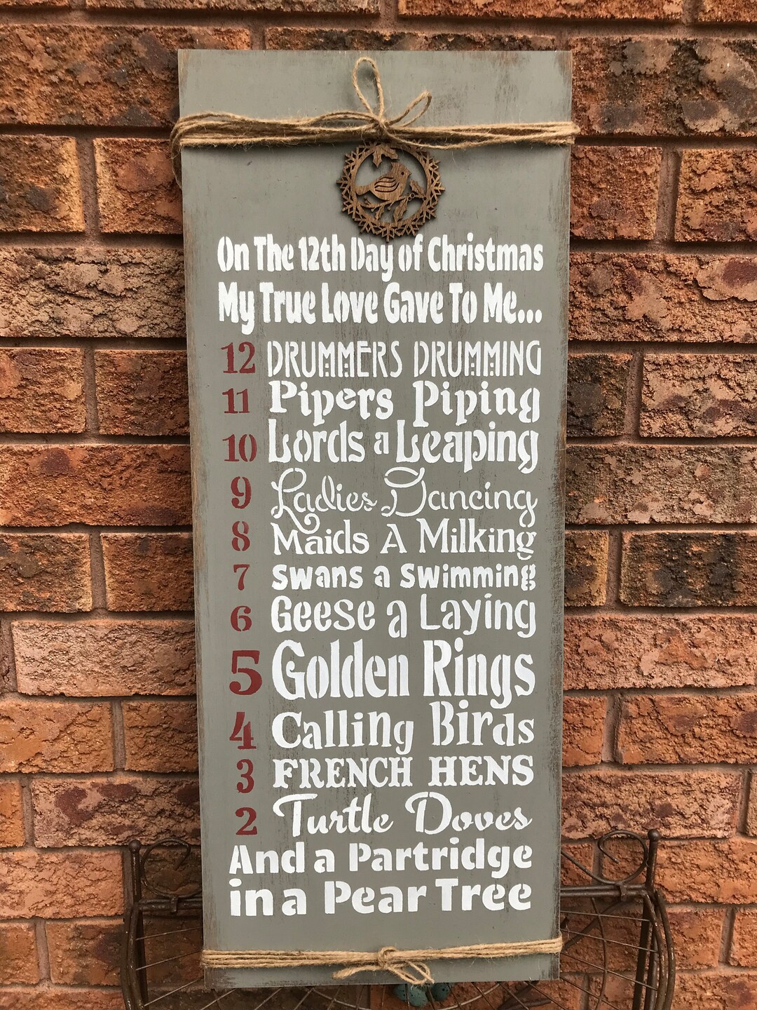 12 DAYS of CHRISTMAS Sign/holiday HOUSEWARMING Gift Idea/family Gift ...