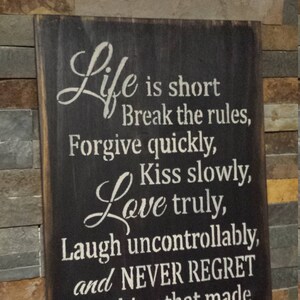 Free Shipping/life Rules INSPIRATIONAL Romantic Sign/ - Etsy Canada