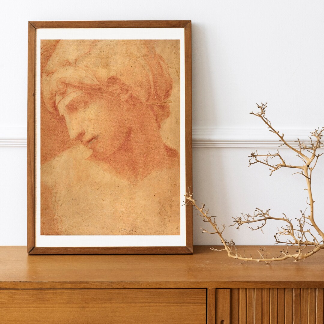 Drawing of the Head of Michelangelo's Dawn Printable Wall Decor ...