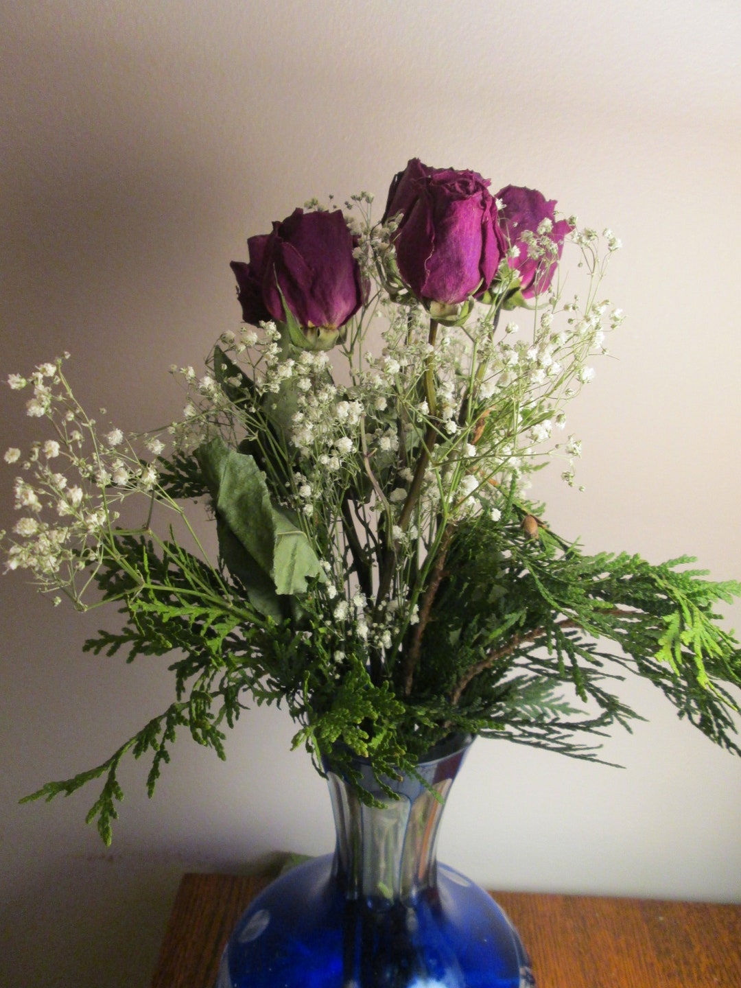 Dark Red Rose Bouquet for Vase, Rustic Decor - Etsy