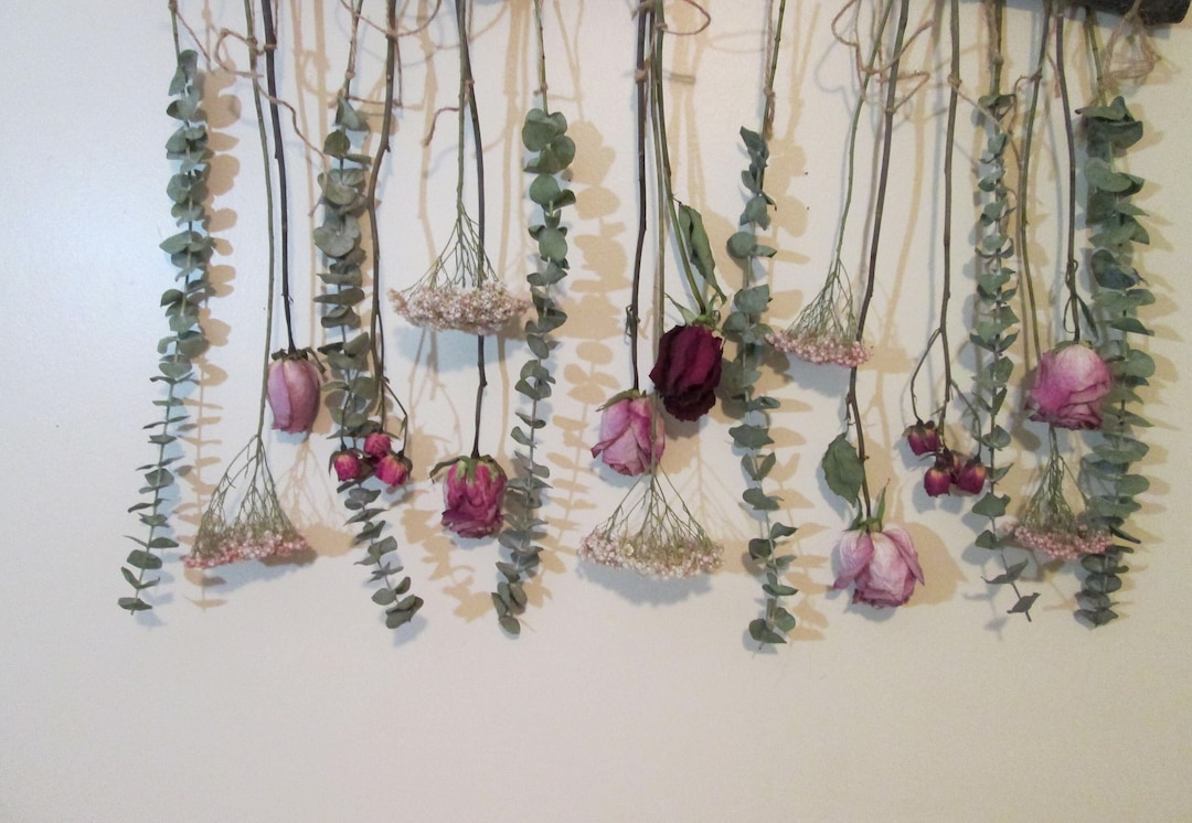 Hanging Wall Floral Arrangement Roses Dried Flowers, Rustic Decor - Etsy