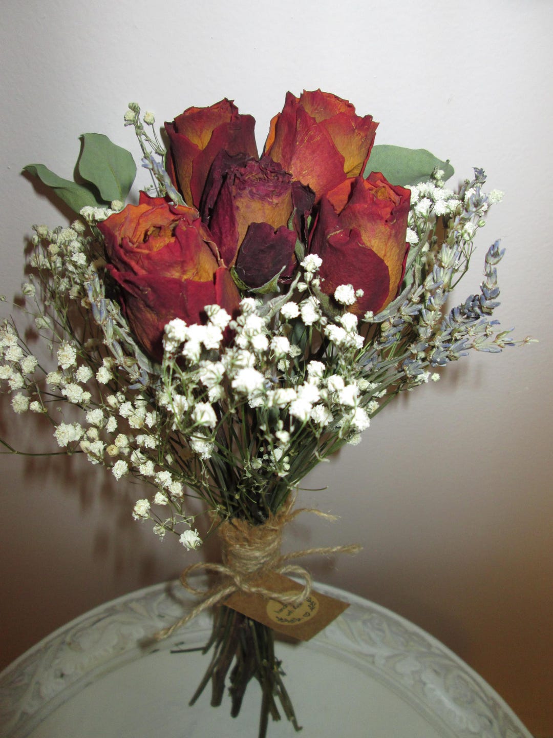 Rustic Red Rose Flower Bouquet / Burnt Red Rose Bouquet / Ember ...