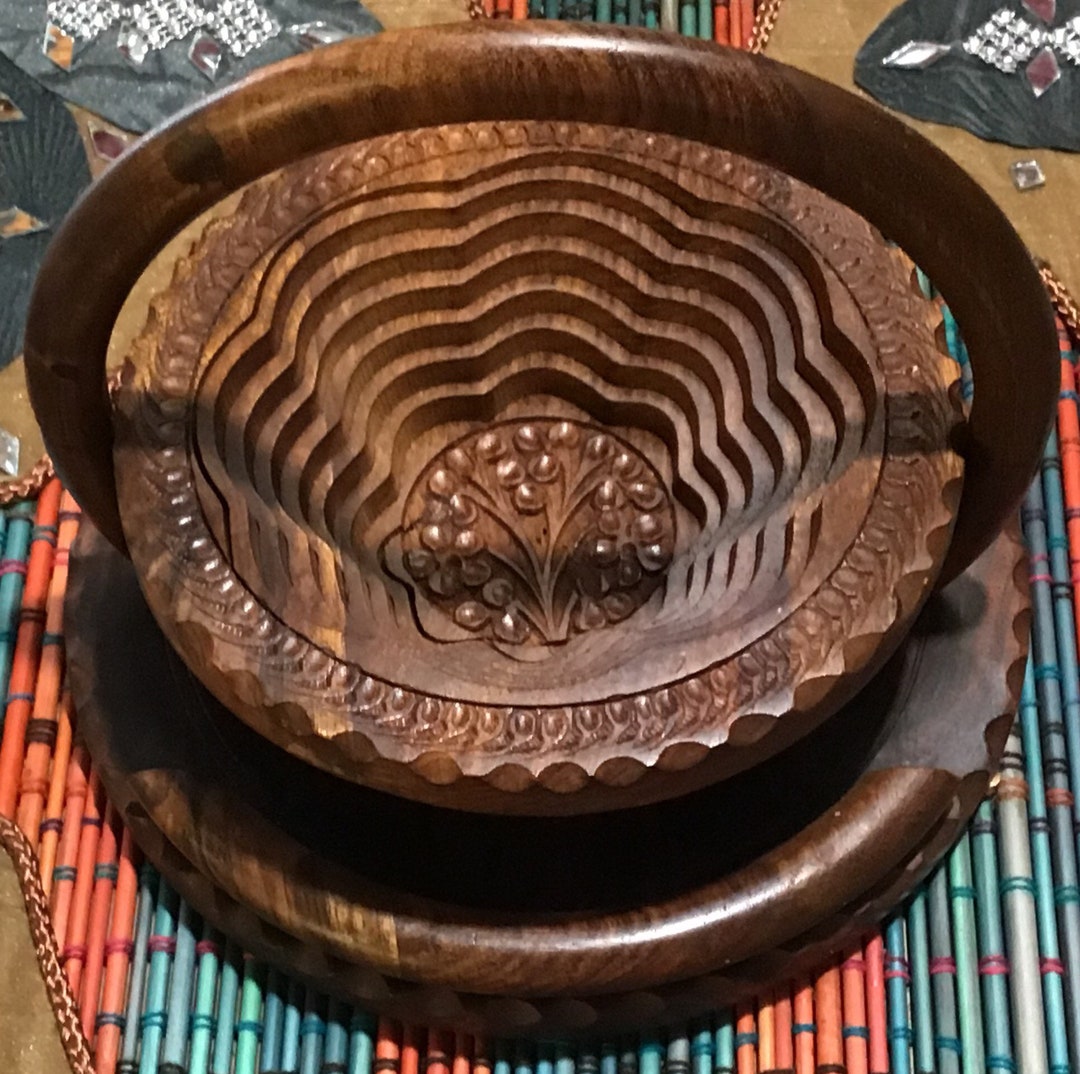 Collapsible Basket / Wooden Trivet to Basket / Handmade Rosewood Basket ...