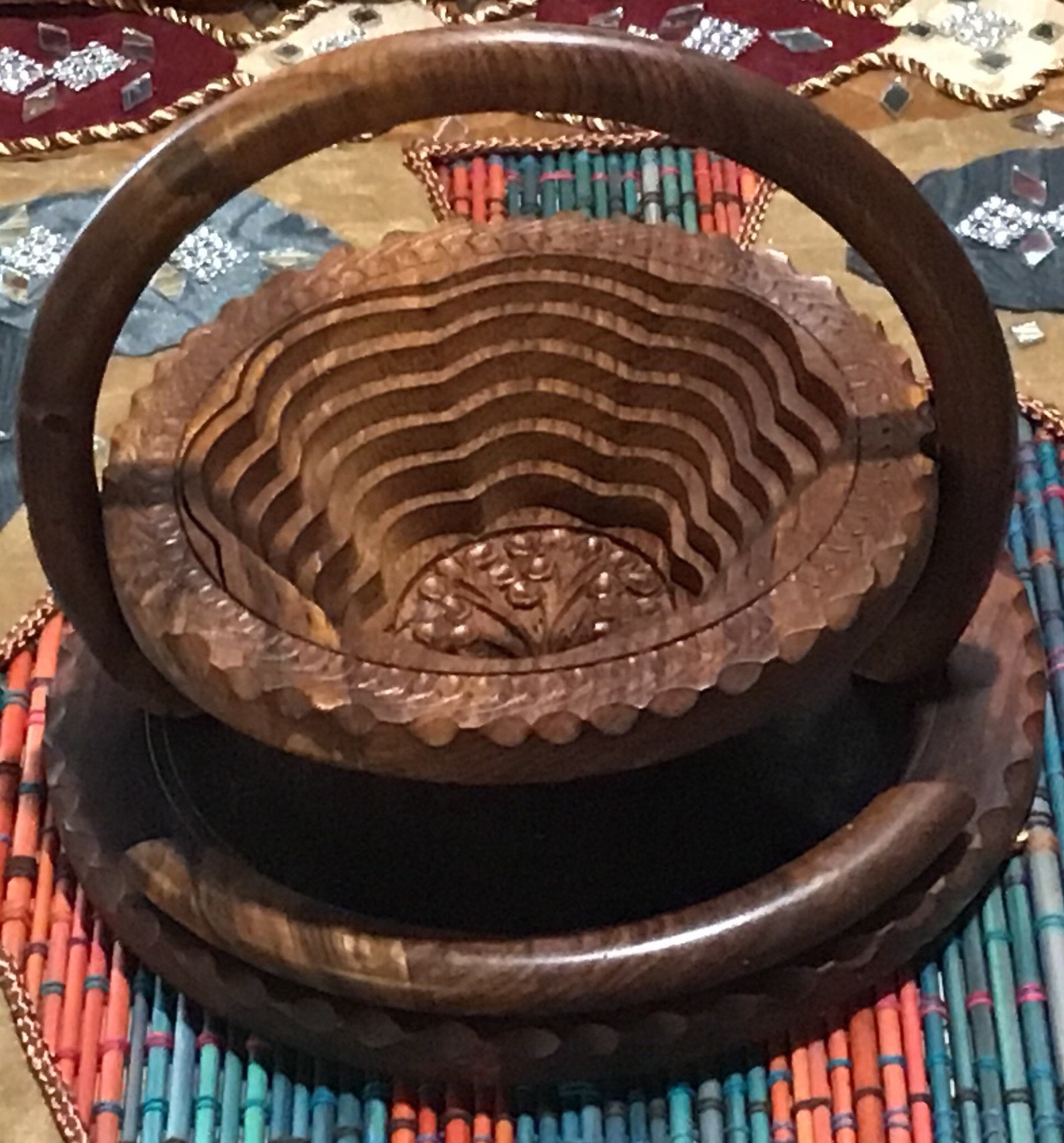 Collapsible Basket / Wooden Trivet to Basket / Handmade Rosewood Basket ...