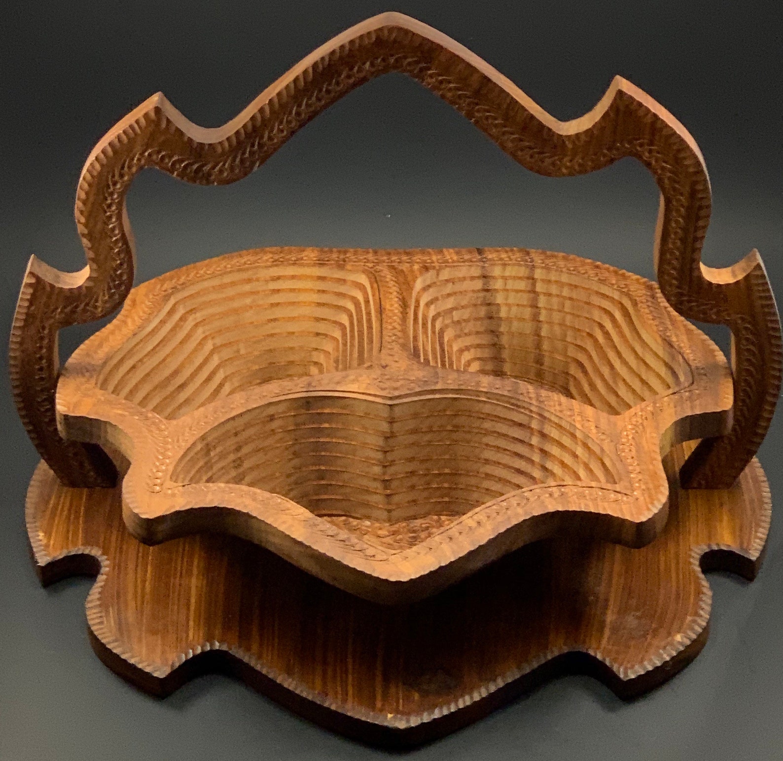 Trivet to Basket Wooden Centerpiece / Maple Leaf Handmade Rosewood ...