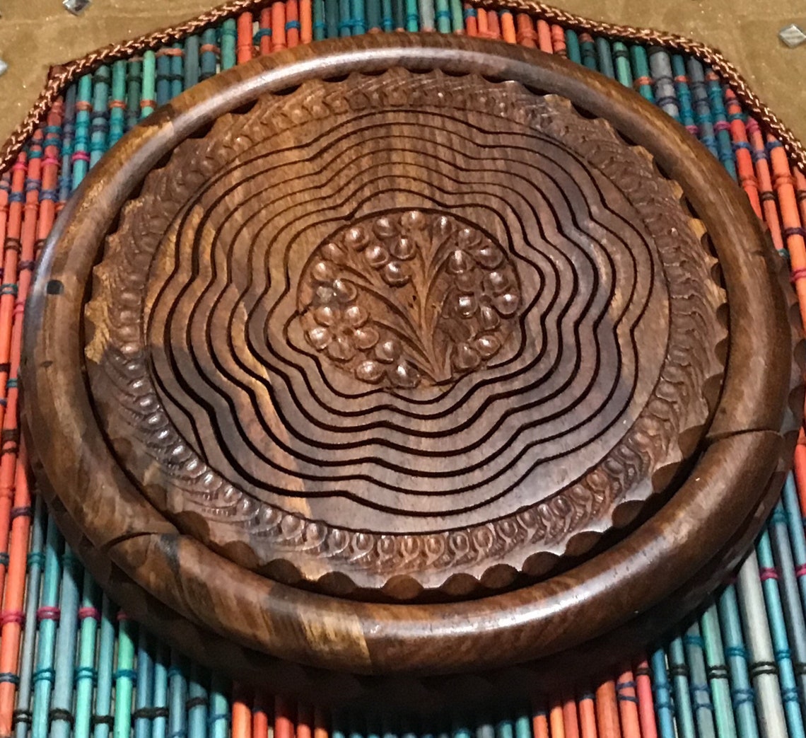 Collapsible Basket / Wooden Trivet to Basket / Handmade Rosewood Basket ...