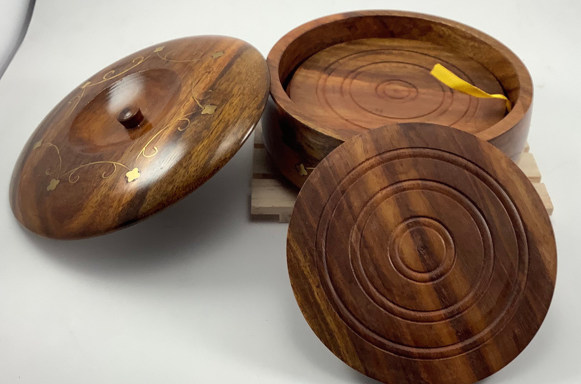 Wooden Coasters / Set of Rosewood Coasters / Inlayed Coaster - Etsy