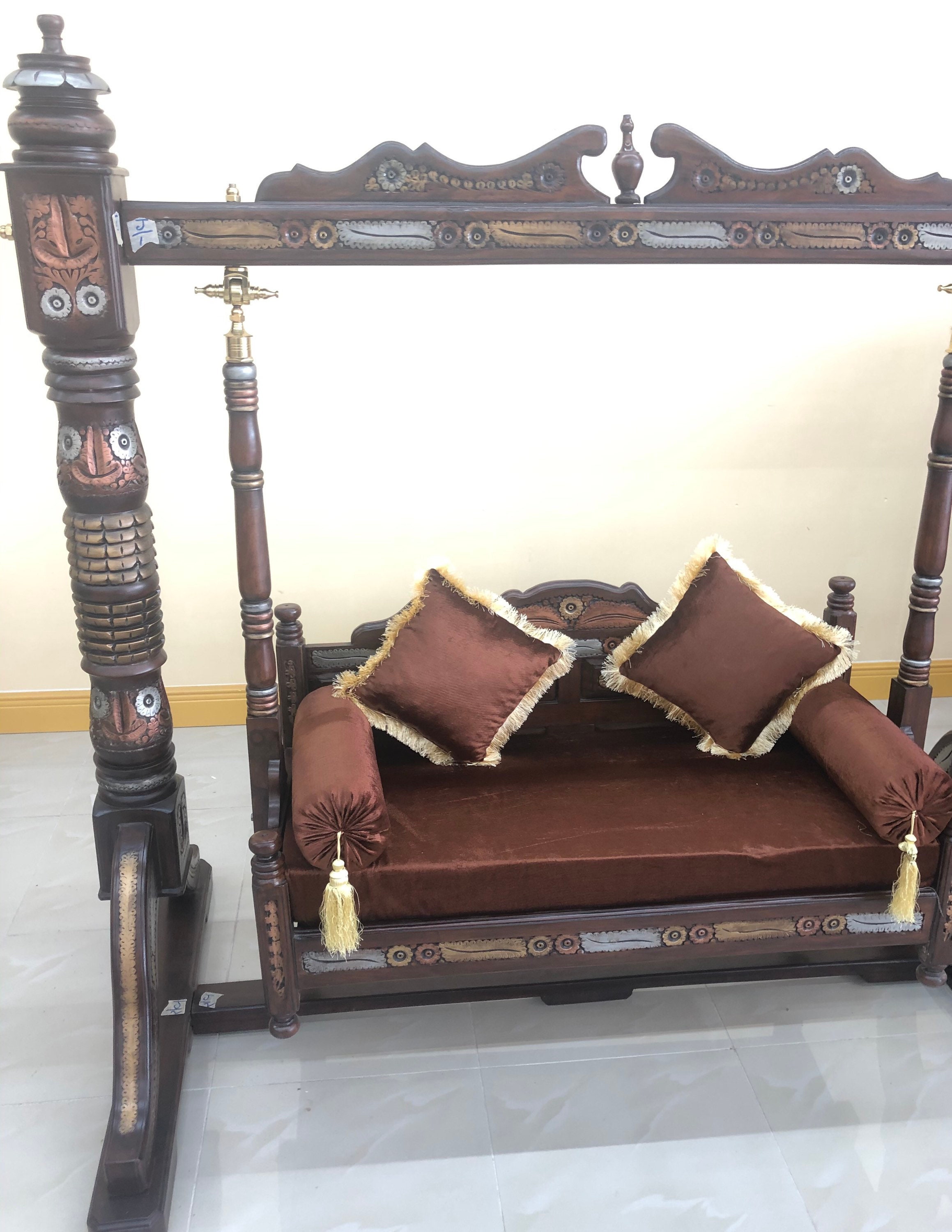 Indoor Wooden Swing / Wooden Jhula / Hand Carved Wooden Seating ...