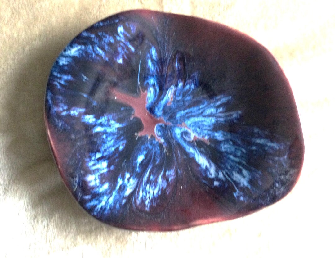 Red and Blue Ceramic Compote With Runny Glaze. 8x7x2 Inches - Etsy