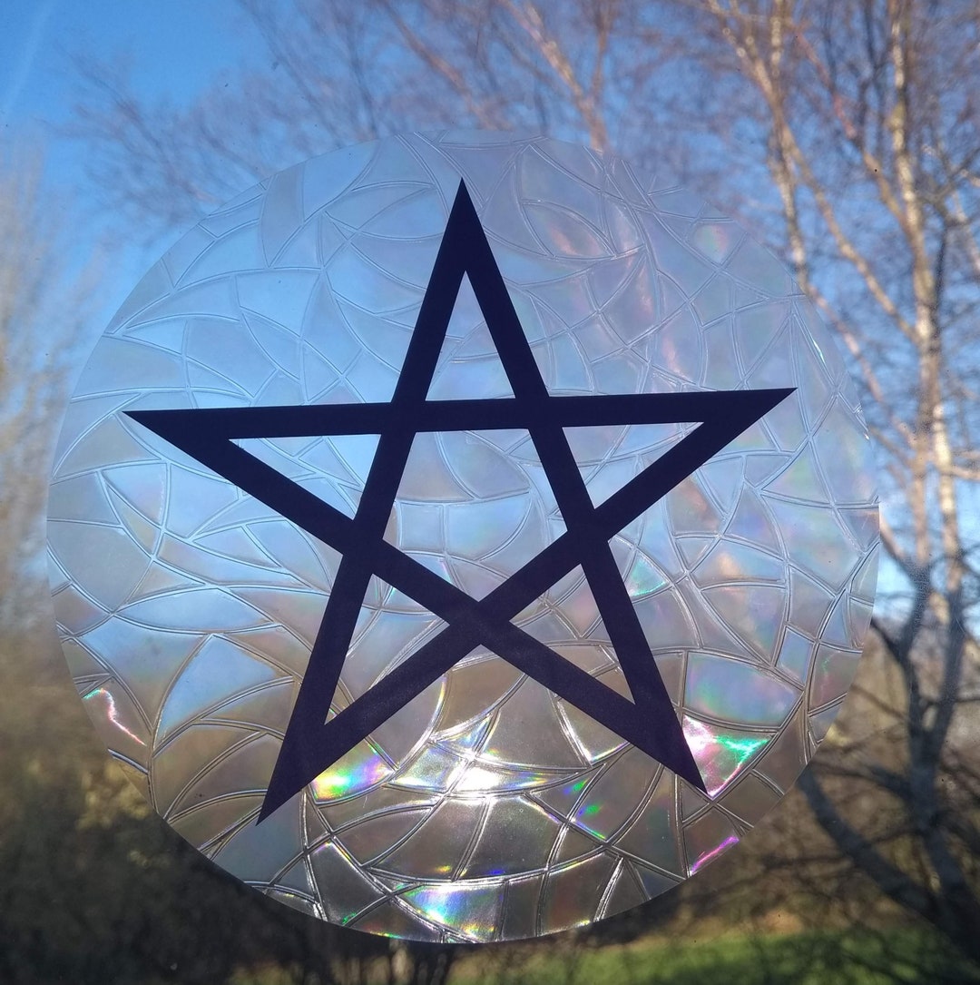 Pentacle Sun Catcher Sticker Rainbow Maker Decal Pentagram Suncatcher ...