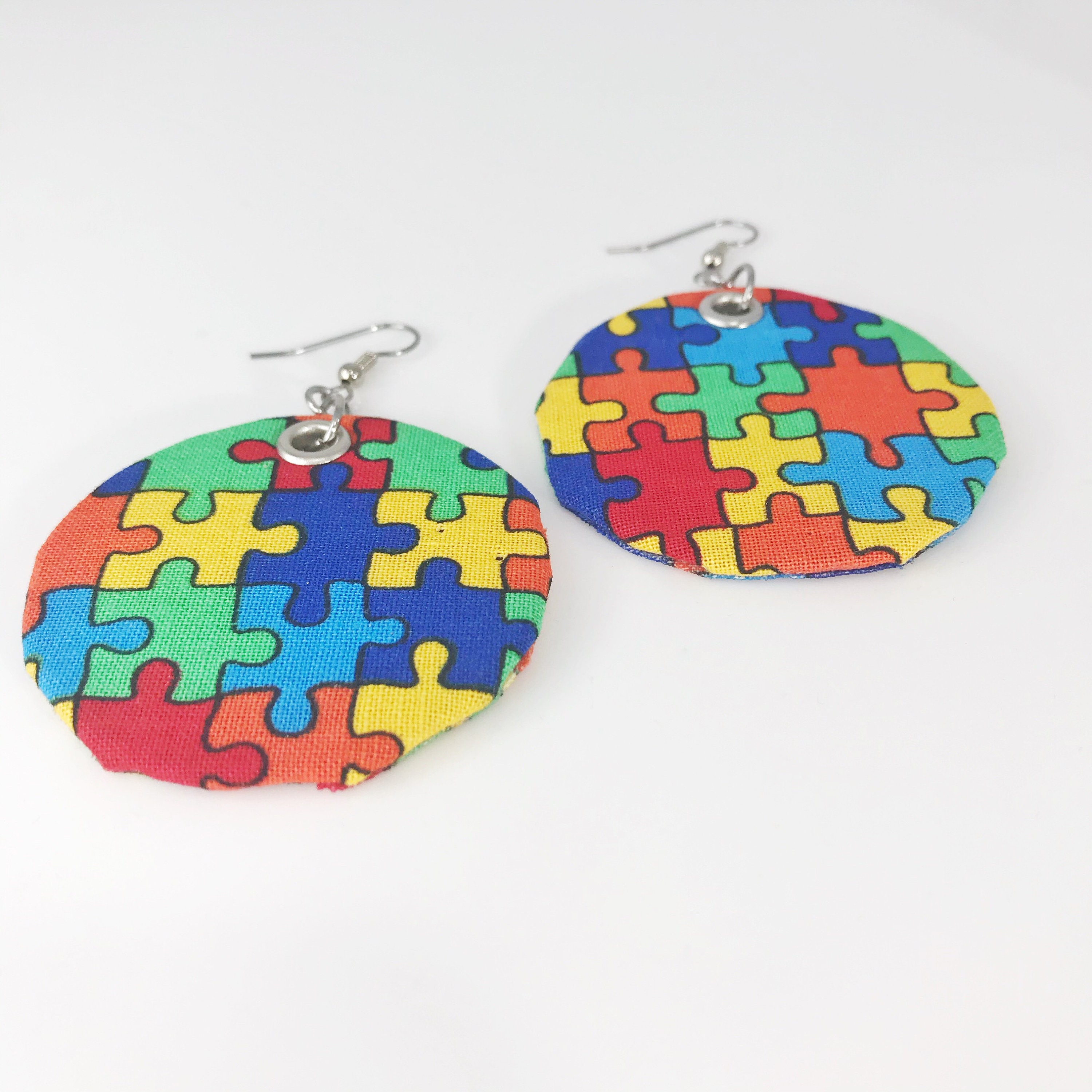 Boucles d'oreilles en tissu de sensibilisation à l'autisme - Grand ...