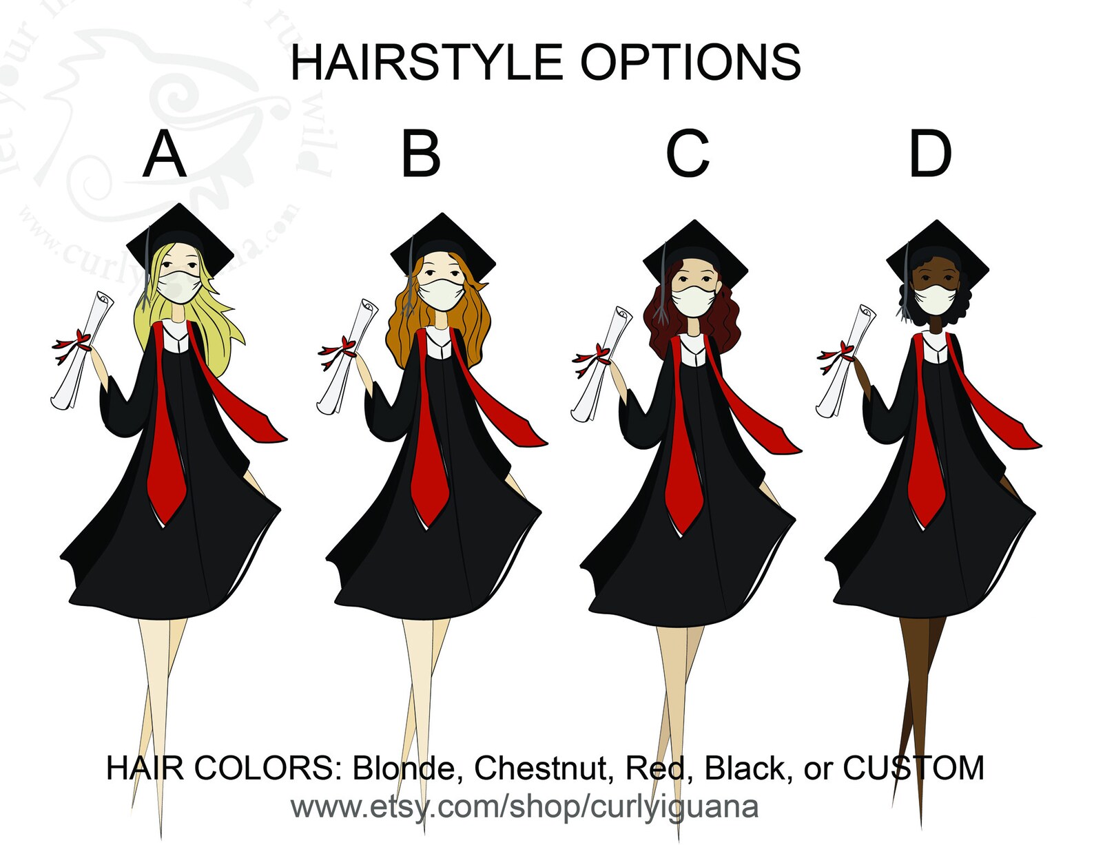 Graduation Card Personalized Graduate Card Custom Color Gown - Etsy