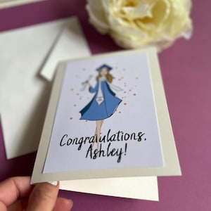 Graduation Card, Personalized Graduate Card, Custom Color Gown and Cap ...