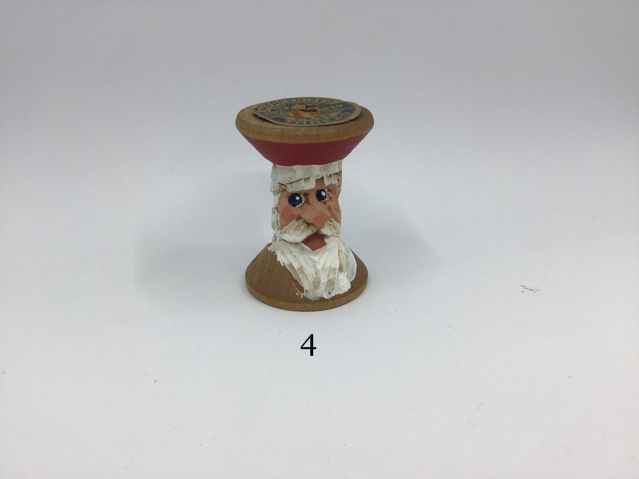 Handmade, Hand Carved Vintage Thread Spool, Santa, Santa Carved Spool ...