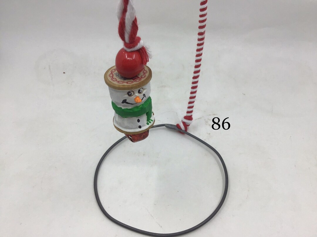 Handmade, Hand Carved Vintage Thread Spool, Snowman, Purple Scarf ...