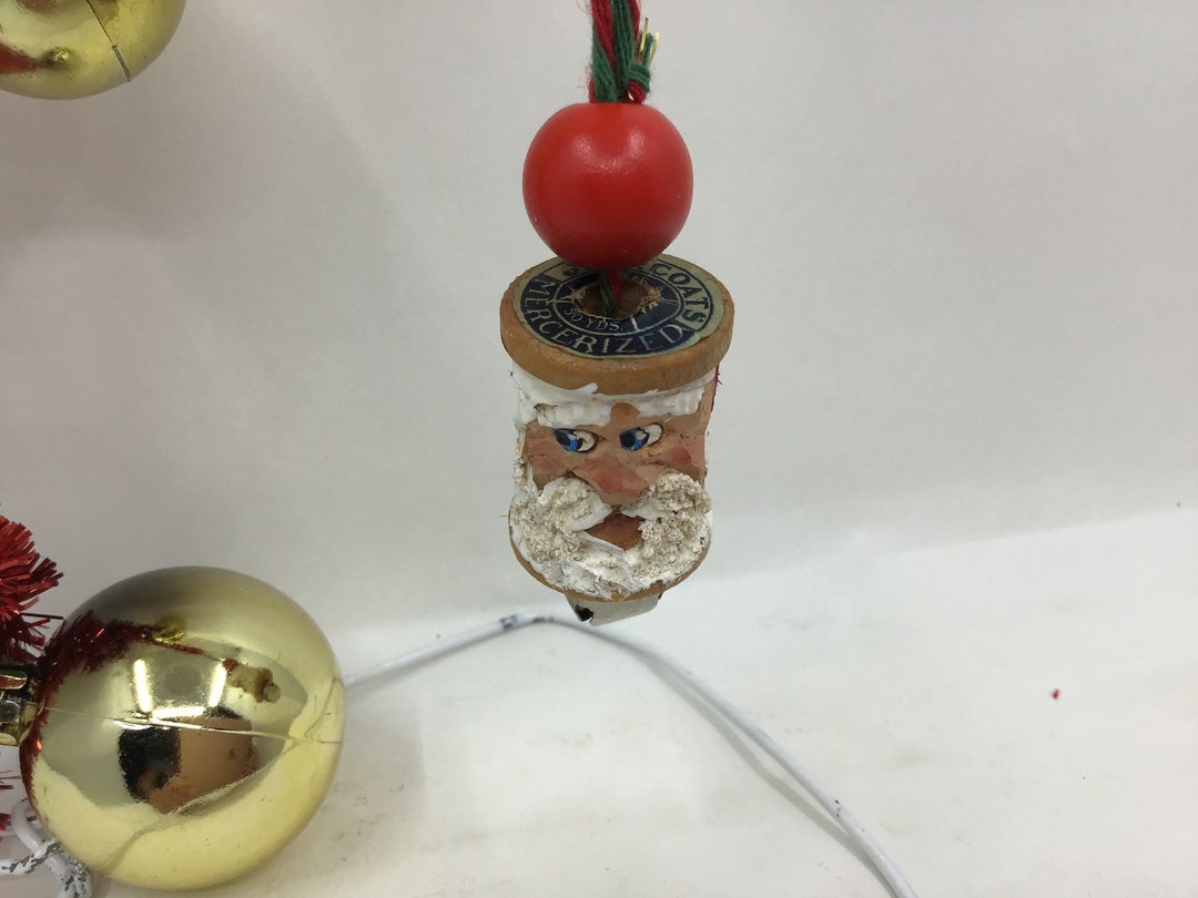 Handmade, Hand Carved Vintage Thread Spool, Santa, Sewing, Quilt ...