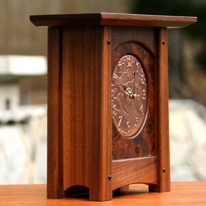 Craftsman Mantel Clock, Walnut and Walnut Burl With Embossed Copper ...
