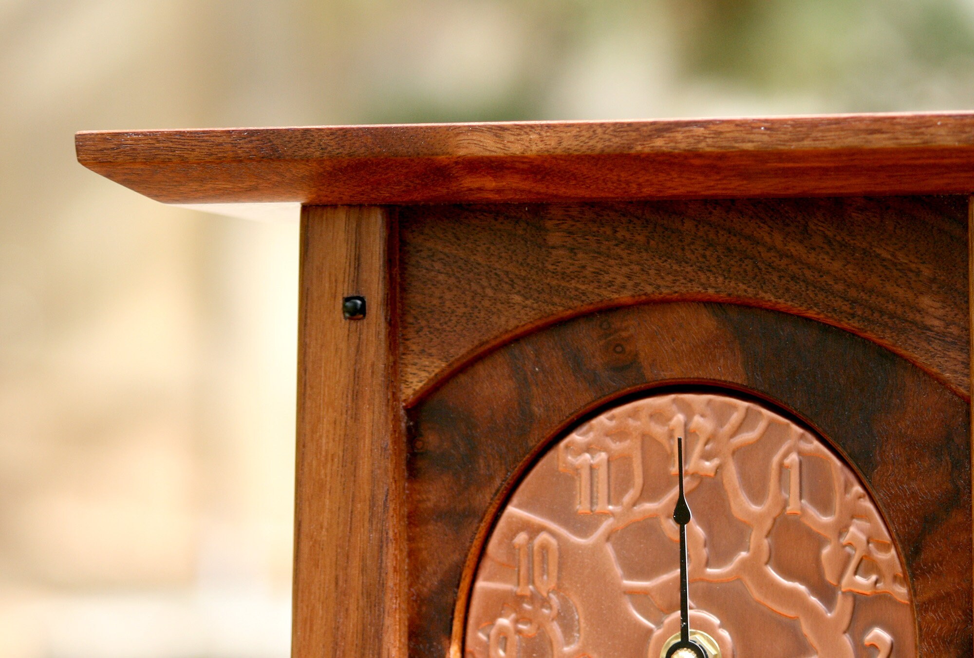 Craftsman Mantel Clock, Walnut and Walnut Burl With Embossed Copper ...