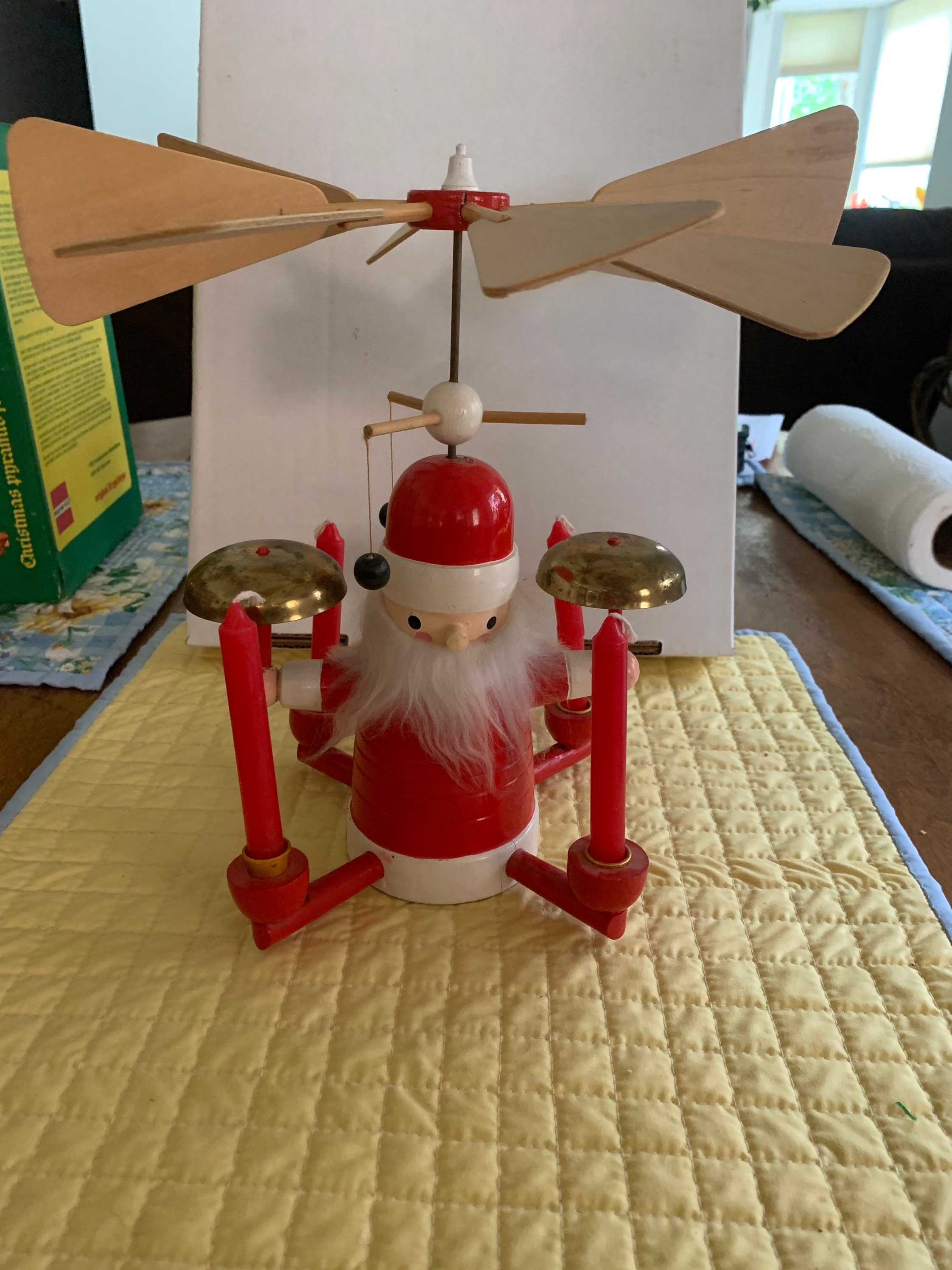 Vintage Christmas Santa Pyramid, Wooden Santa Candle Windmill - Etsy