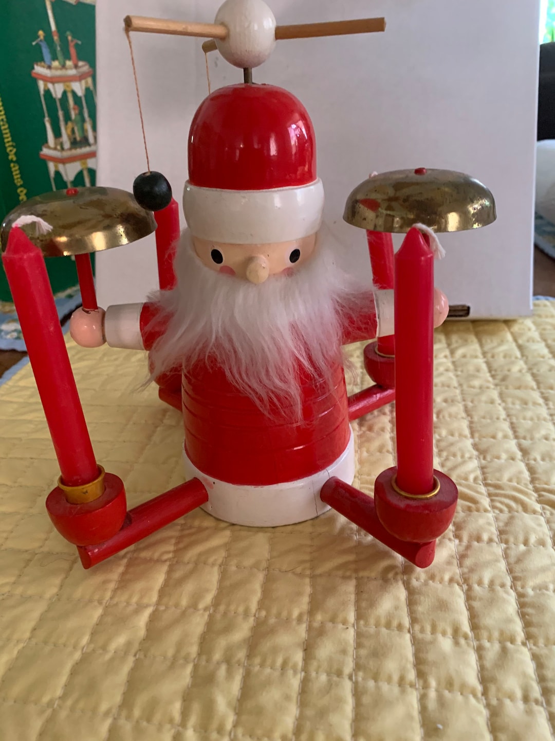 Vintage Christmas Santa Pyramid, Wooden Santa Candle Windmill - Etsy