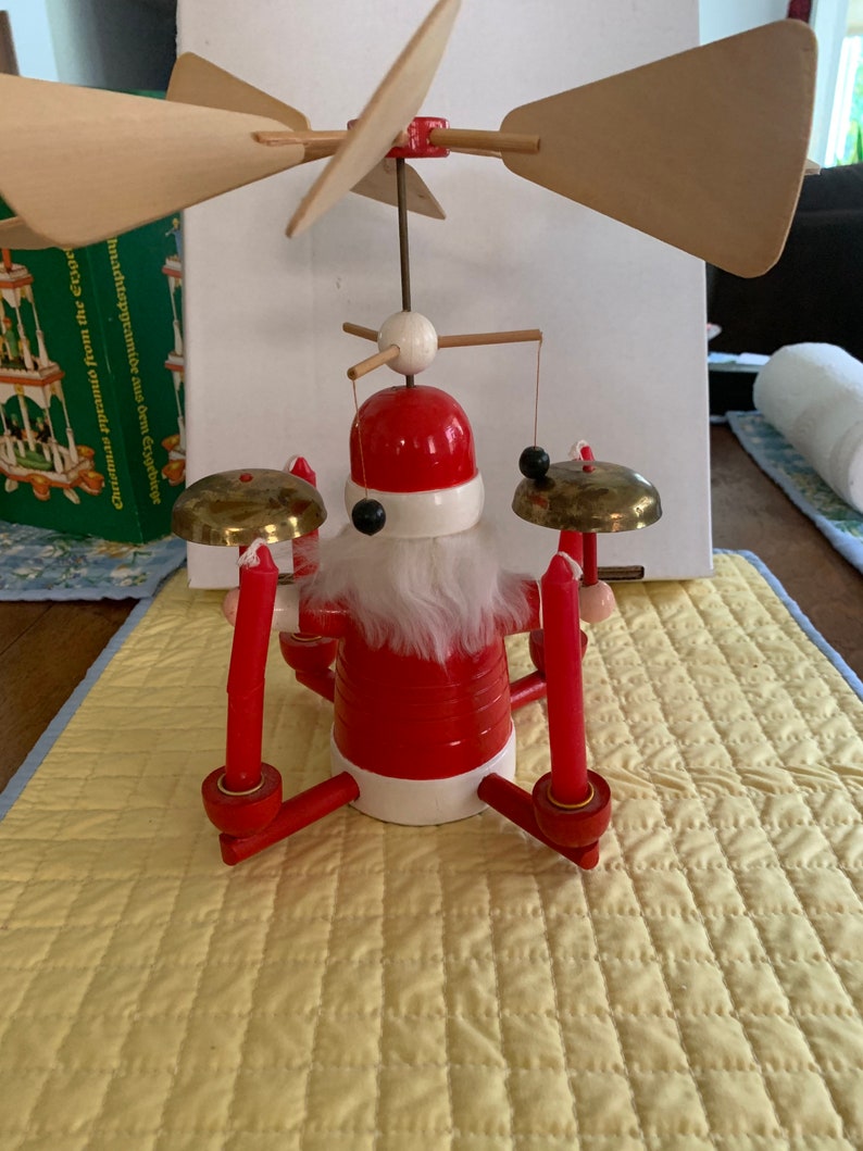 Vintage Christmas Santa Pyramid, Wooden Santa Candle Windmill - Etsy