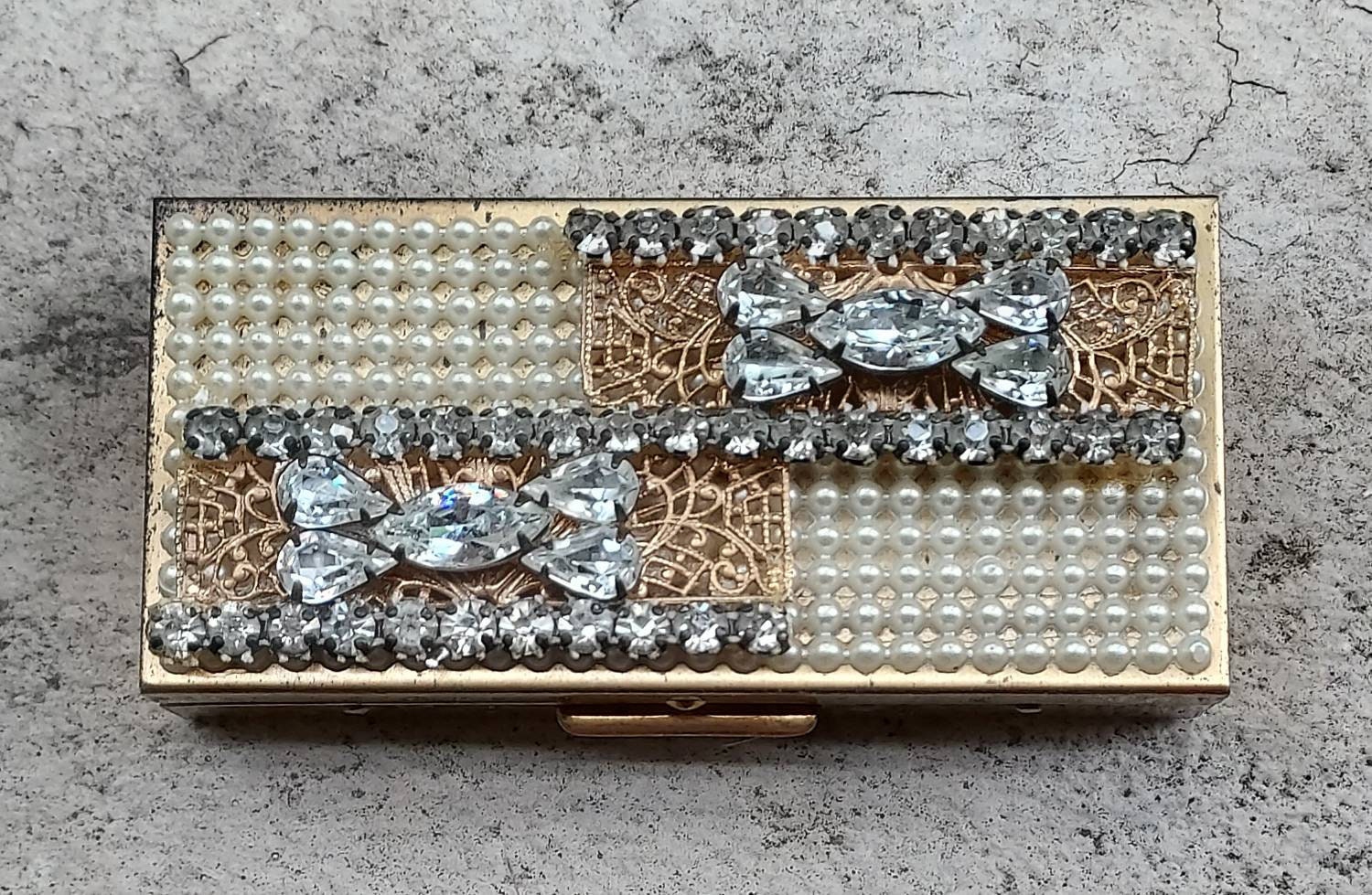 Vintage Cigarette Case Rhinestone Case, Seed Pearl and Rhinestone Case ...