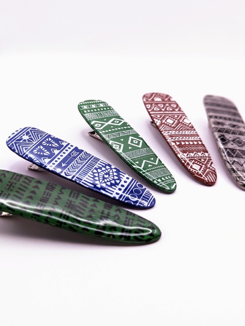 Tribal Aztec Polymer Clay Resin Hair Barrette - Etsy