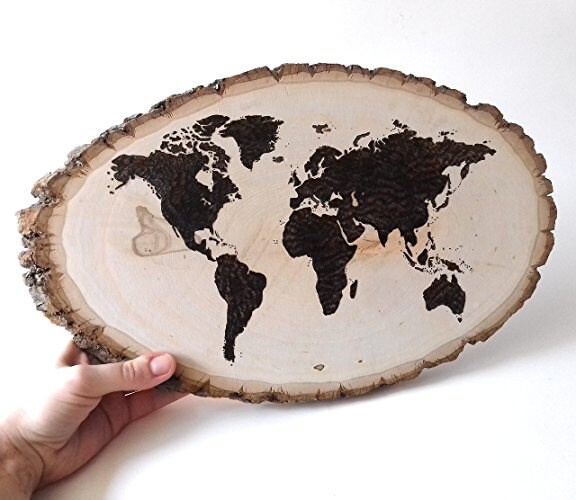 Large World Map Wood Burned Door Plaque - Etsy