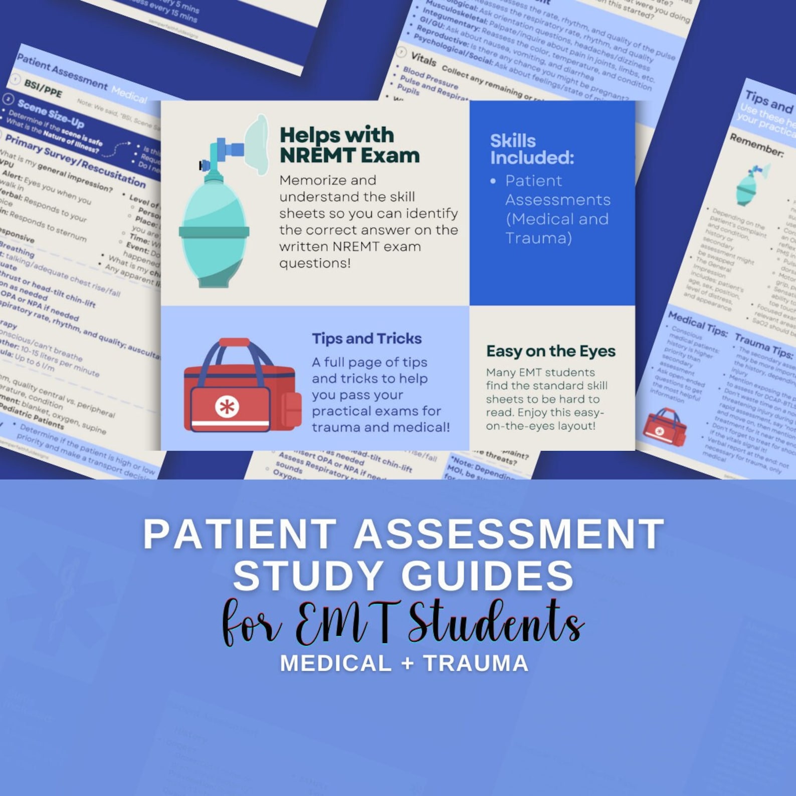 EMT Patient Assessment: Easy-to-read Skill Sheets Medical Assessment ...