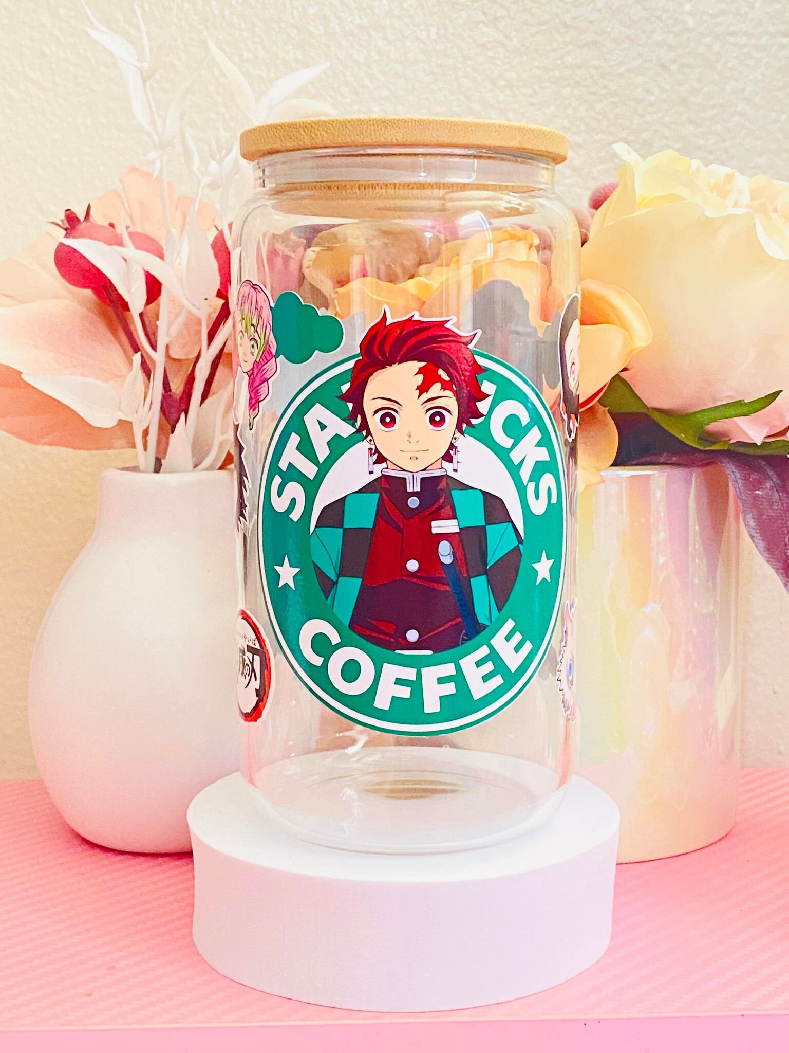 Anime | Weeb | Glass Cup | Lid and Straw| Gift | 16 Oz - Etsy