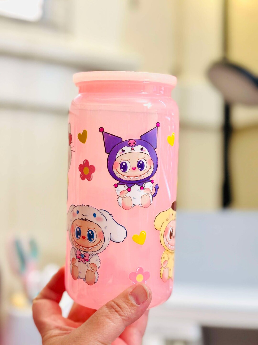 Kawaii Plastic Cups | Anime Plastic Cup | Cute Cups | Lid and Straw ...