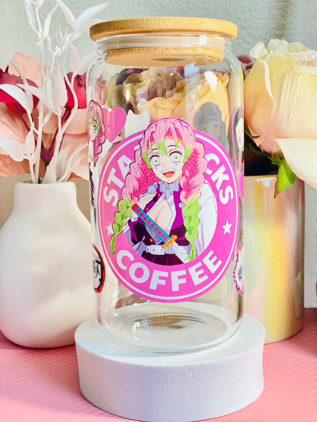 Anime | Weeb | Gift | Kawaii | Pink | Glass Cup - Etsy