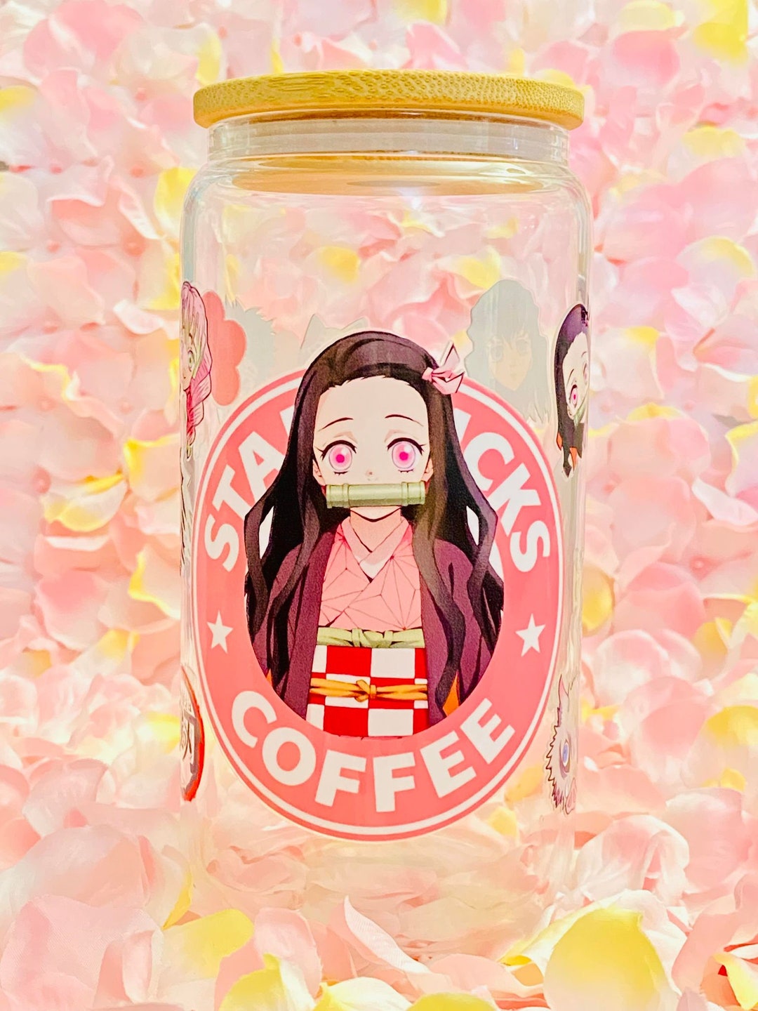 Anime Glass Cup Anime Gift Kawaii Cup 160z Lid and Straw - Etsy