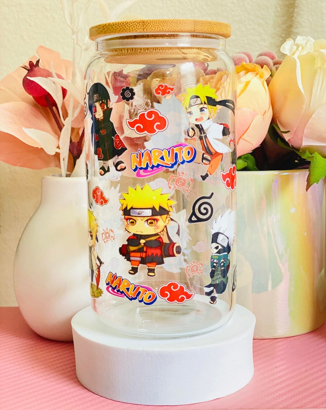 Anime Glass Cup | Weeb Gift | Chibi | Lid and Straw - Etsy