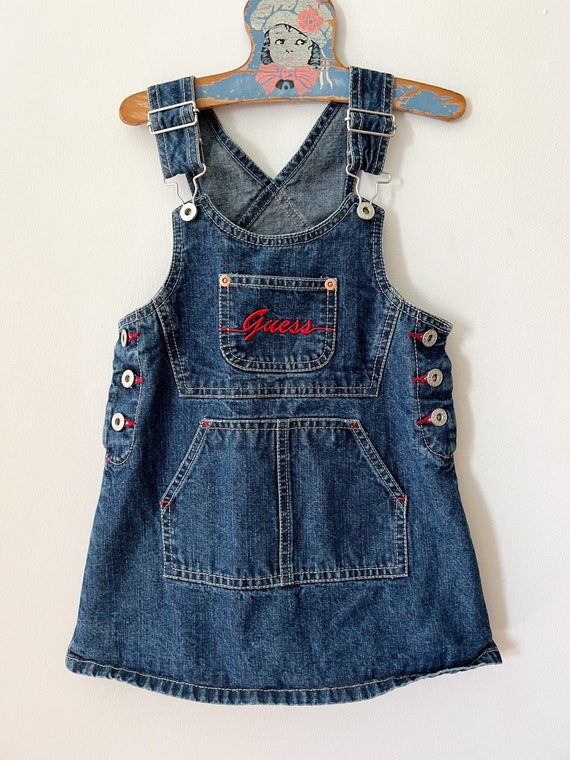 Vintage Guess 90s Blue Denim Overall Dress Girls Sz 3… - Gem