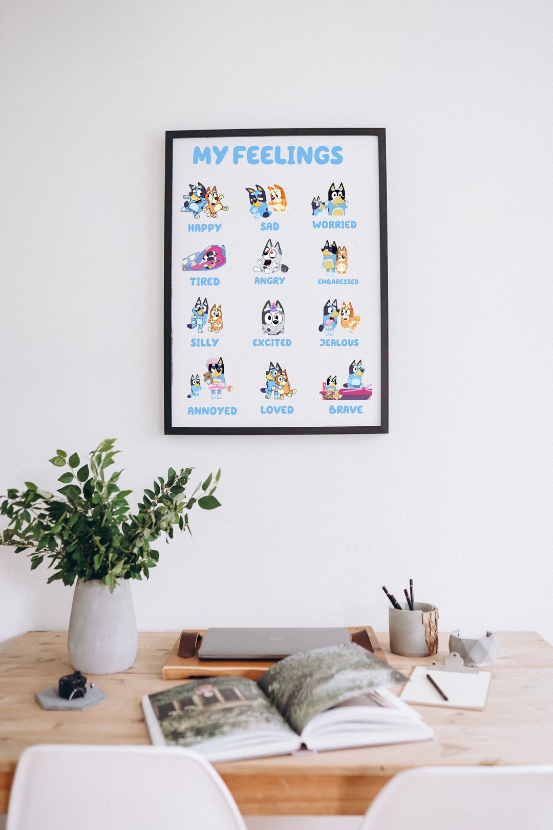 Bluey Feelings Chart Digital Download Bluey Emotions Poster Etsy