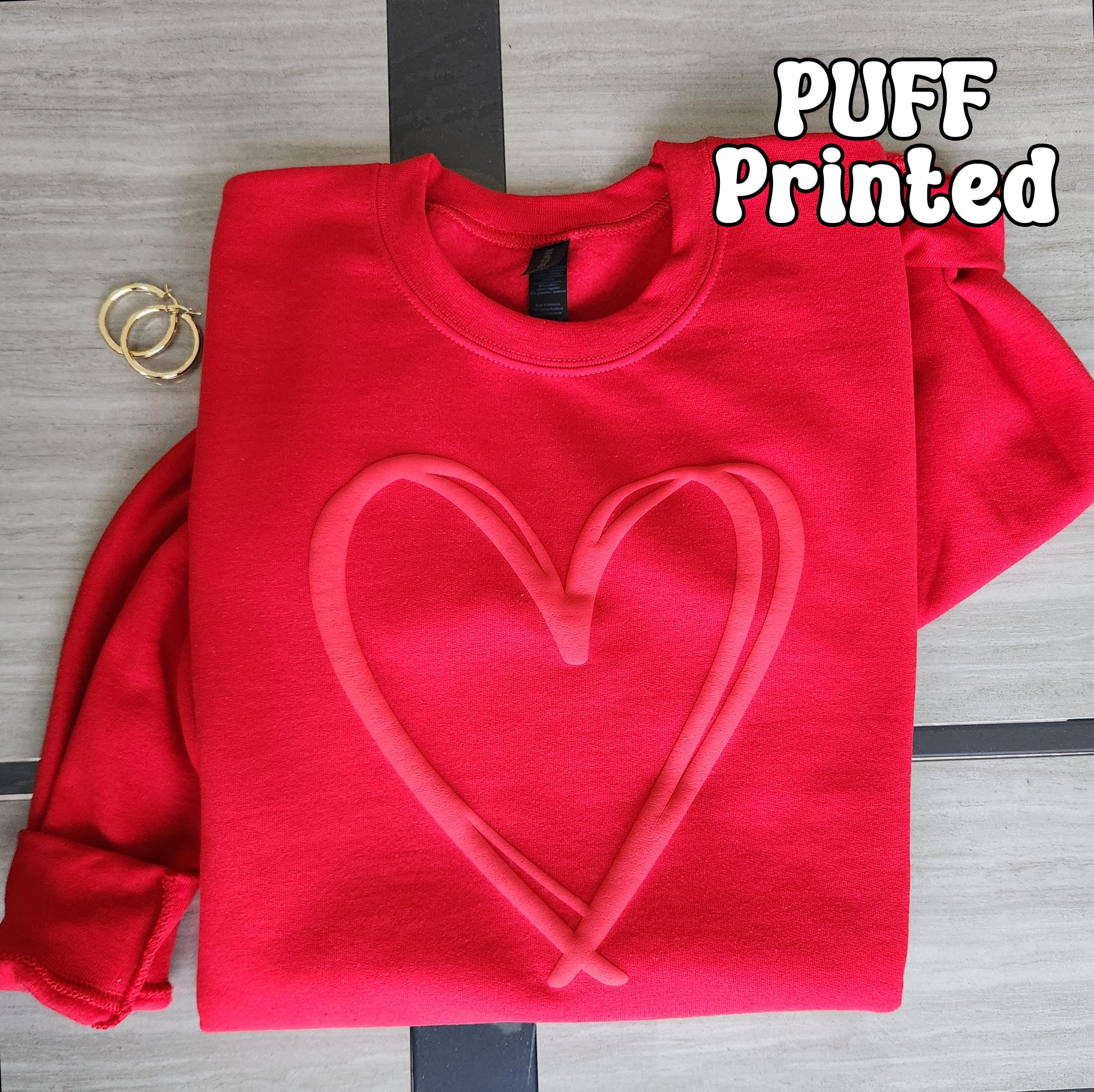 Valentine Heart Sweatshirt, Double Red Heart Puff Shirt, Embossed ...