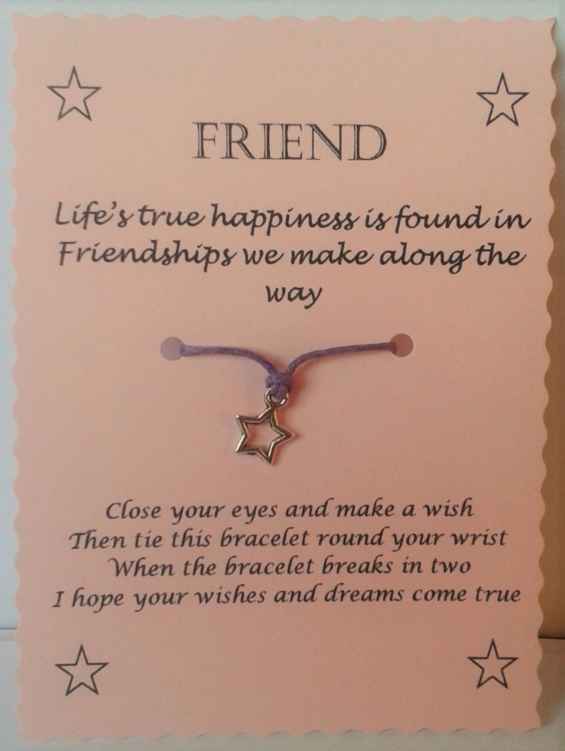 Friend Wish Bracelet Quote Keepsake Gift | Etsy