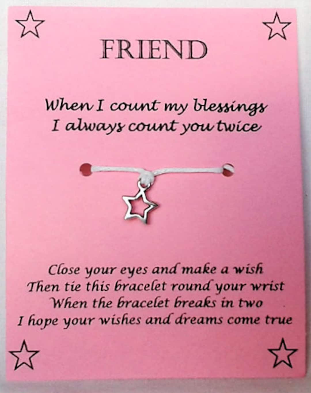 Friend Wish Bracelet Keepsake Gift, Friendship Bracelet, Charm Bracelet ...