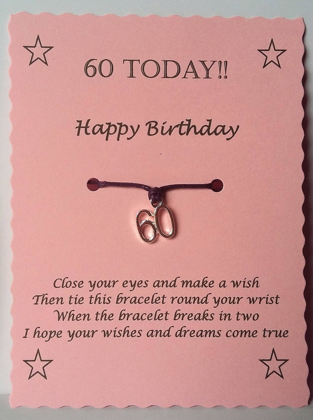 60th Birthday Wish Armband Kollege Geschenk - Etsy.de