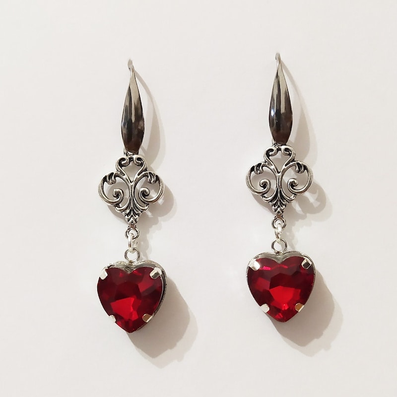 Red Heart Earrings - Etsy