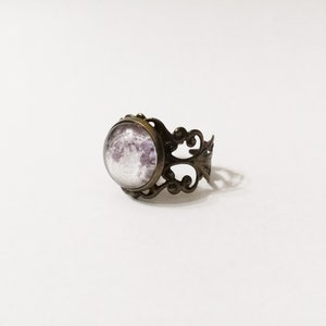 Full Moon Adjustable Ring With Bronze Filigree - Etsy