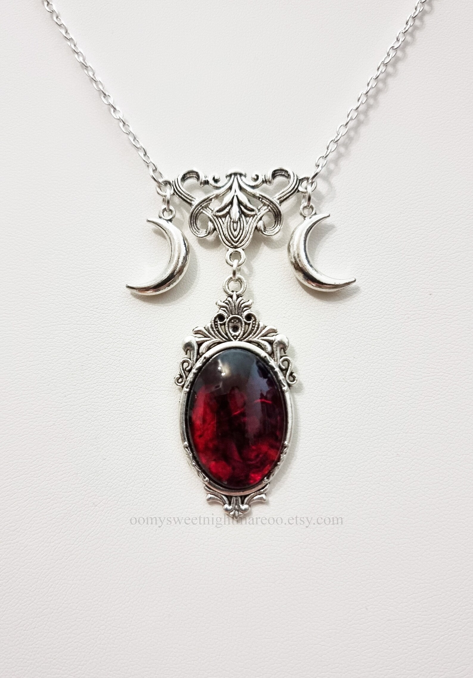 Gothic Necklace Vampire Necklace Triple Moon Witchcraft - Etsy