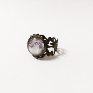 Full Moon Adjustable Ring With Bronze Filigree - Etsy