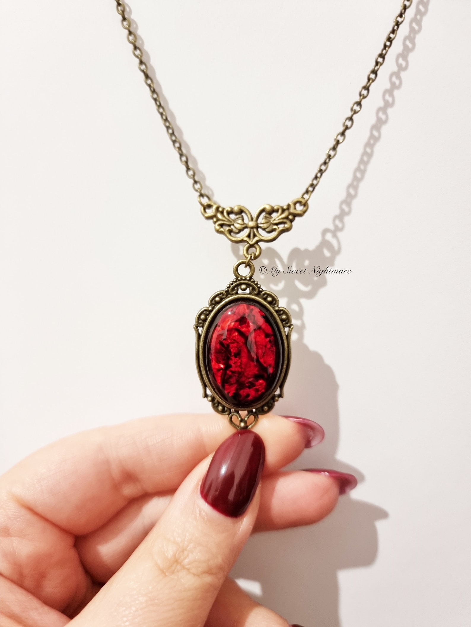 Gothic Victorian Bronze Cameo With Resin Blood Effect Handmade Cabochon ...