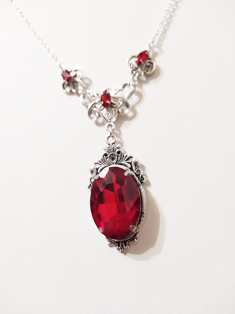 Victorian Necklace, Ruby Red Necklace, Gothic Necklace, Renaissance ...