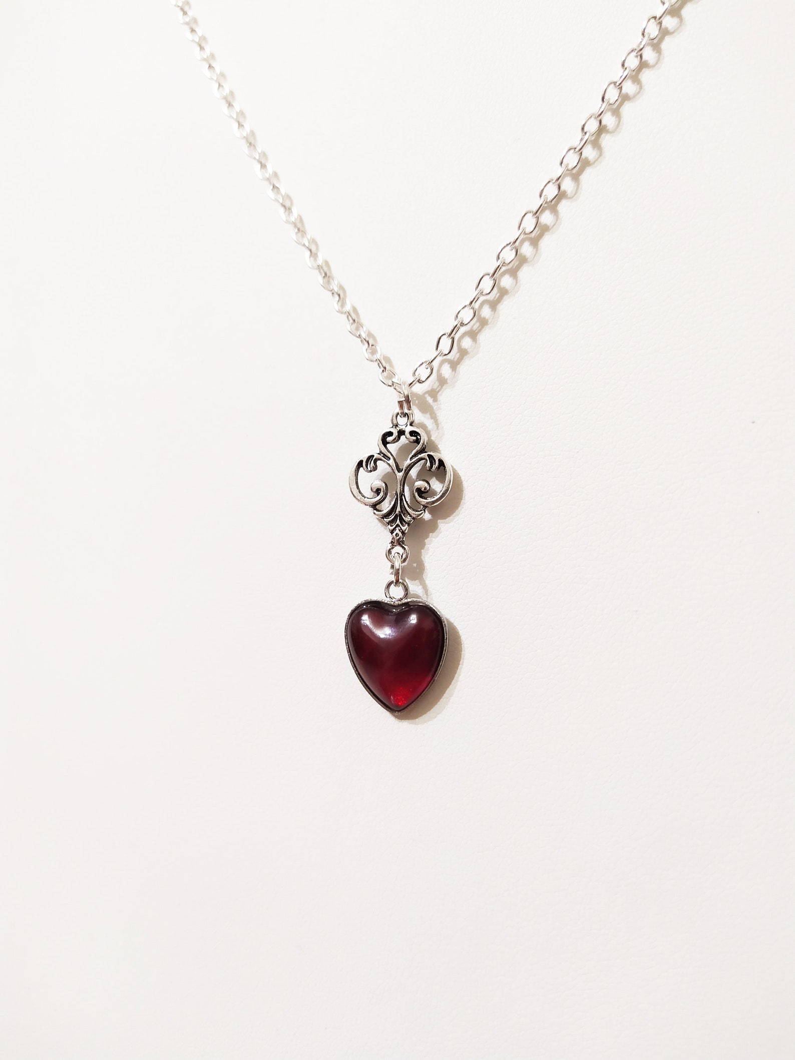 Red Heart Necklace Heart Jewelry Delicate Jewelry Victorian - Etsy