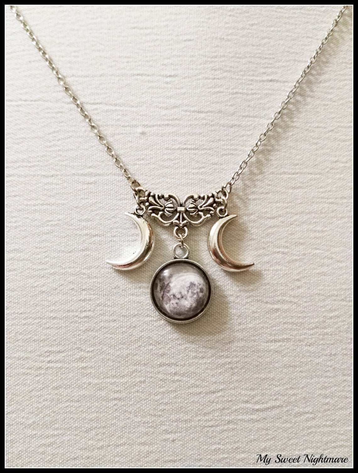 Triple Moon Necklace Triple Goddess Pendant Wiccan Jewelry - Etsy