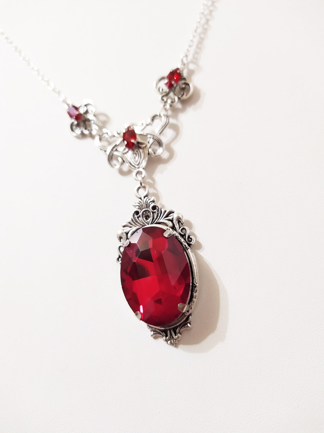 Victorian necklace ruby red necklace gothic necklace | Etsy